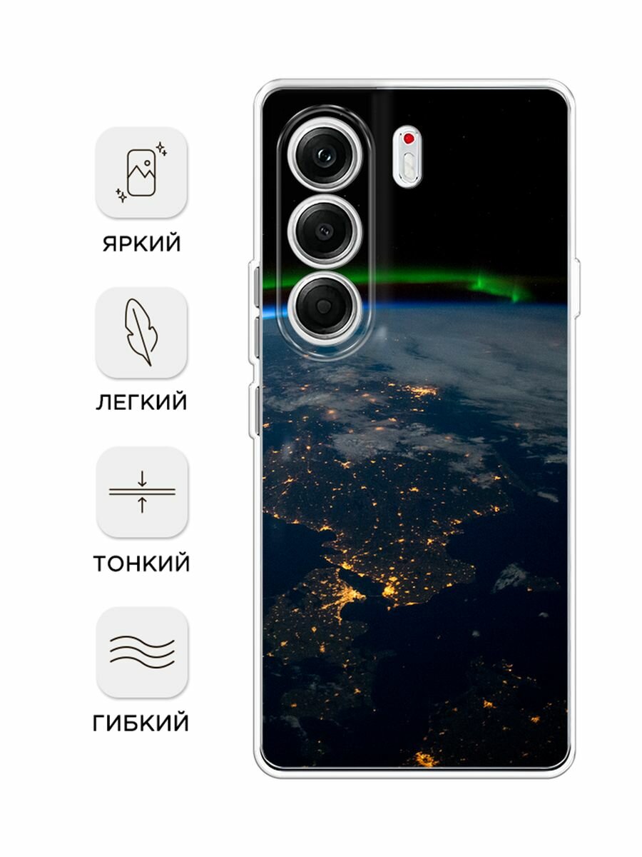 Чехол на Tecno Camon 40 Pro / Текно Камон 40 Про с принтом "Земля из космоса" — фото 1