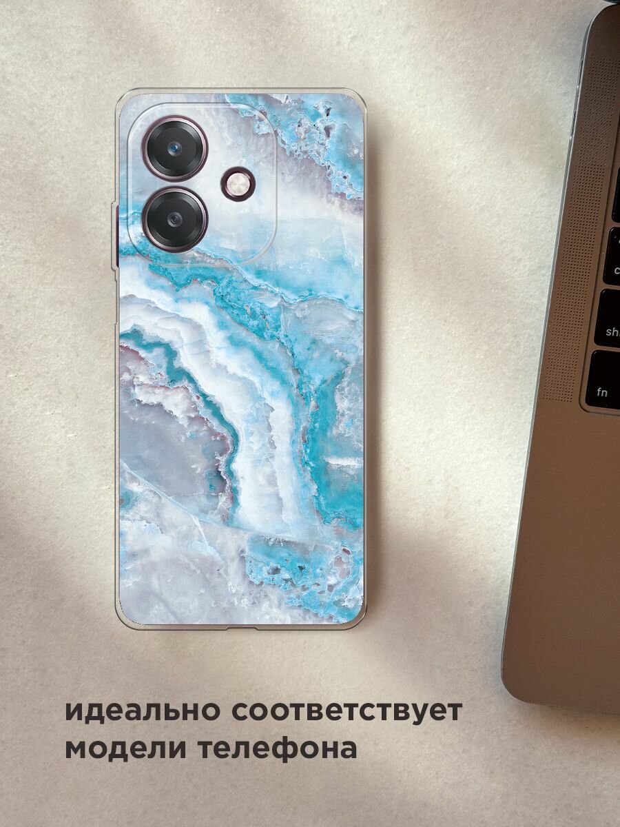 Чехол на Oppo A3/A3x / Оппо А3/A3x с принтом "Нежно-голубой мрамор" — фото 1