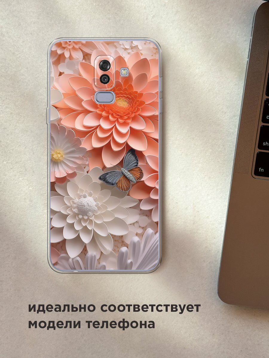 Чехол на Samsung Galaxy J8 / Самсунг Галакси Джей 8 с принтом "Бумажные цветы" — фото 1