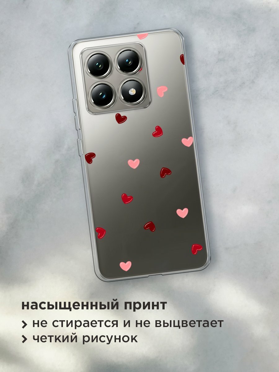 Чехол на Xiaomi 14T / Сяоми 14T с принтом "Бордовые сердечки 2" — фото 1