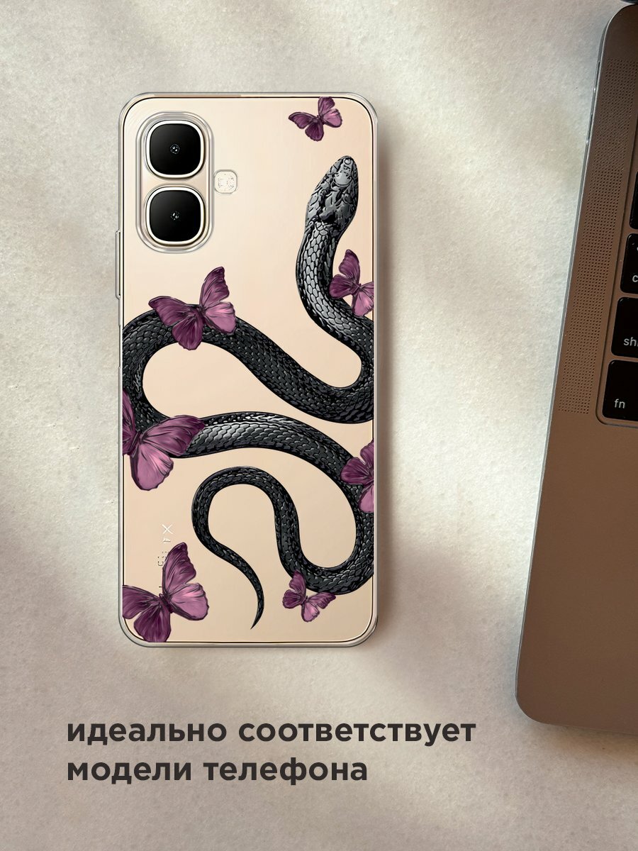 Чехол на Infinix Smart 10 / Инфиникс Смарт 10 с принтом "Snake and butterflies 2" — фото 1