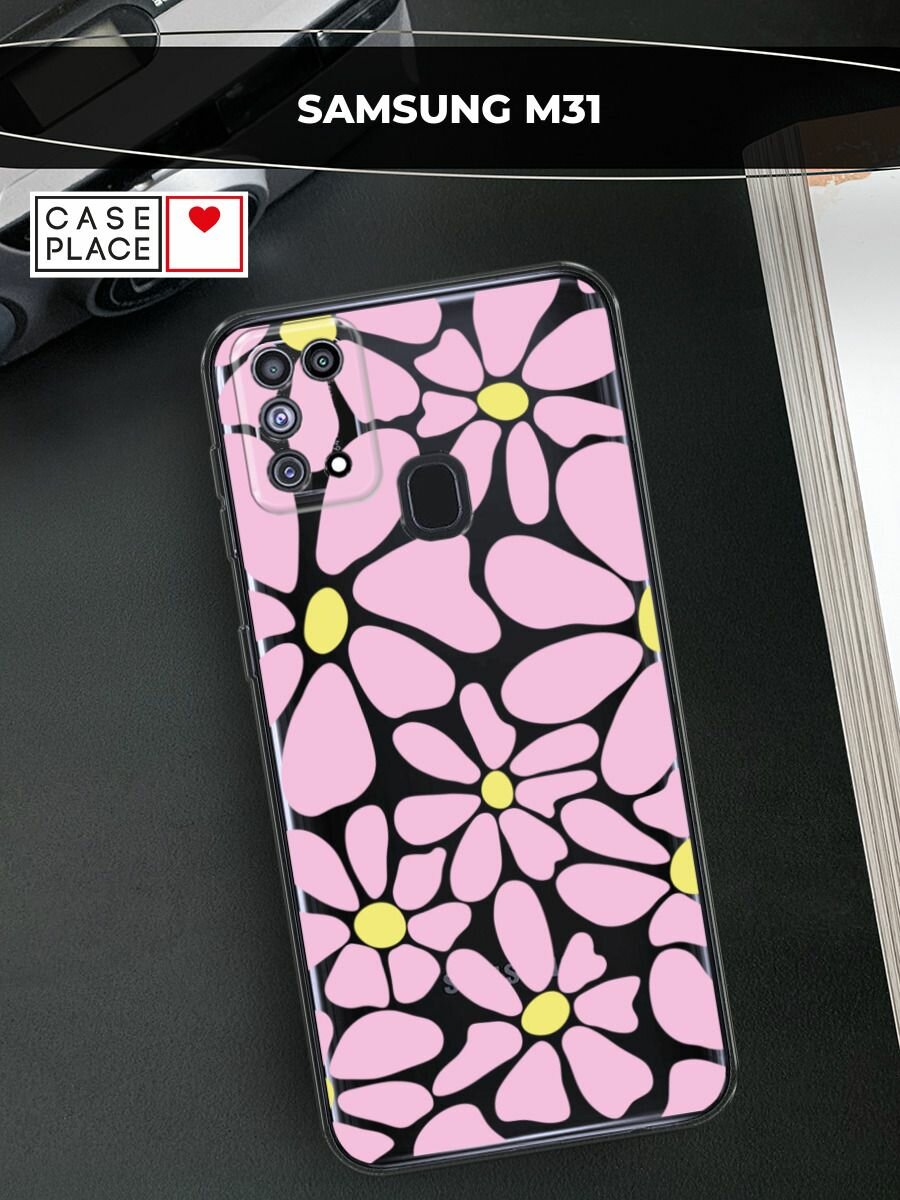Чехол на Samsung Galaxy M31 / Самсунг Галакси М31 с принтом "Розовые лепестки 2", прозрачный