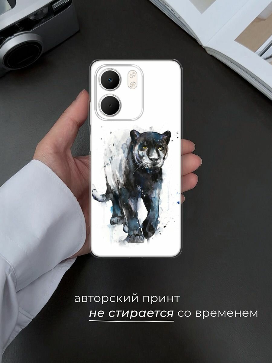 Силиконовый чехол на Oppo A5x / Оппо А5x с принтом "Пантера арт 3" — фото 1
