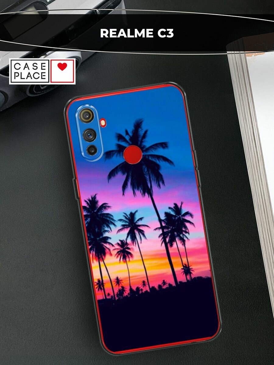 Силиконовый чехол на Realme C3 / Реалми C3 с принтом "Закат 5"
