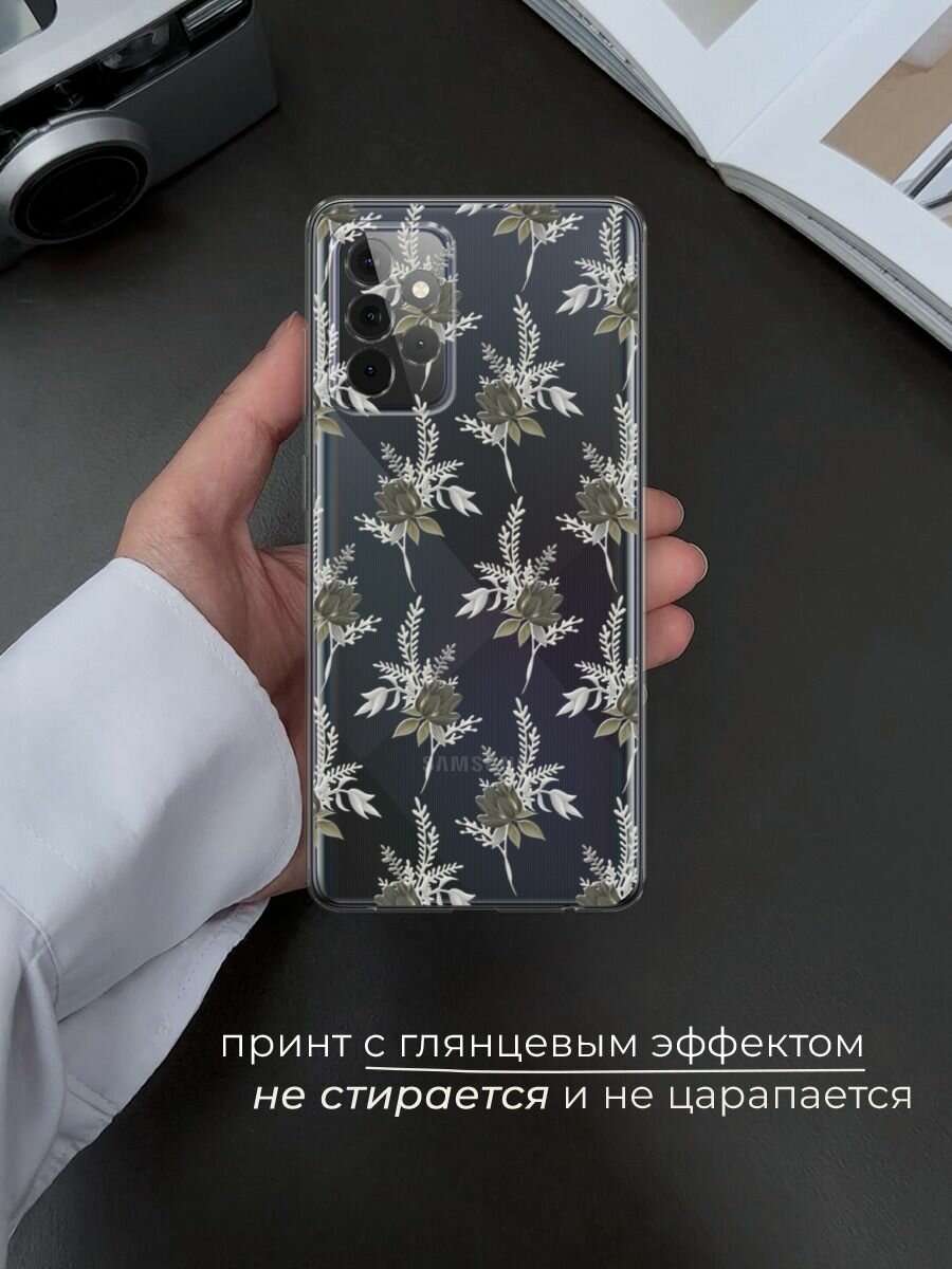 Чехол на Samsung Galaxy A72 / Самсунг Галакси А72 с принтом "Паттерн цветы сепия" — фото 1