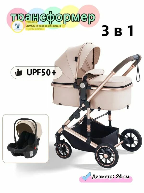 Детская коляска трансформер 3 в 1 , для новорожденных, с автокреслом 0+, прогулочная до 3-х лет