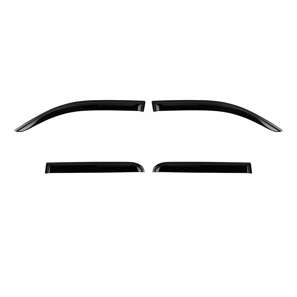4 штуки Щитки для окон автомобиля от дождя и ветра, Визоры для окон, Дэфлекторы, Защитные щитки, Антицарапины, Черный цвет, Материал ABS, Размер упаковки 1130*250*100мм, Вес упаковки 1.3кг