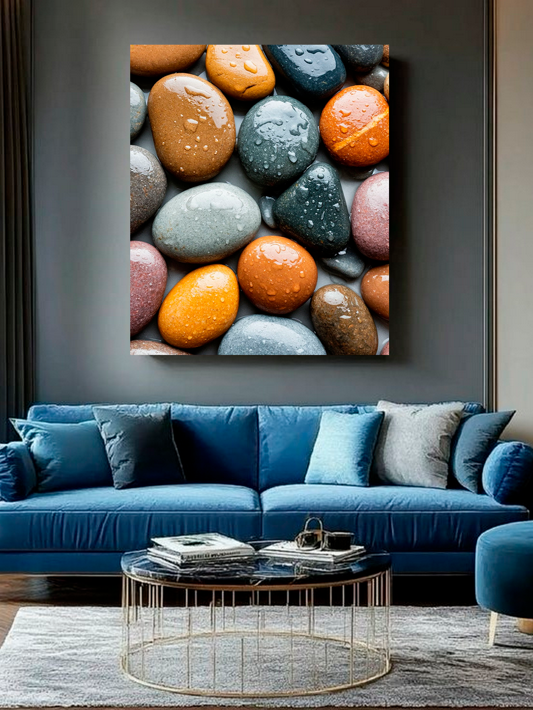 Картина на стену для интерьера "Морские камни" 40х50 см, холст на подрамнике, InterToys