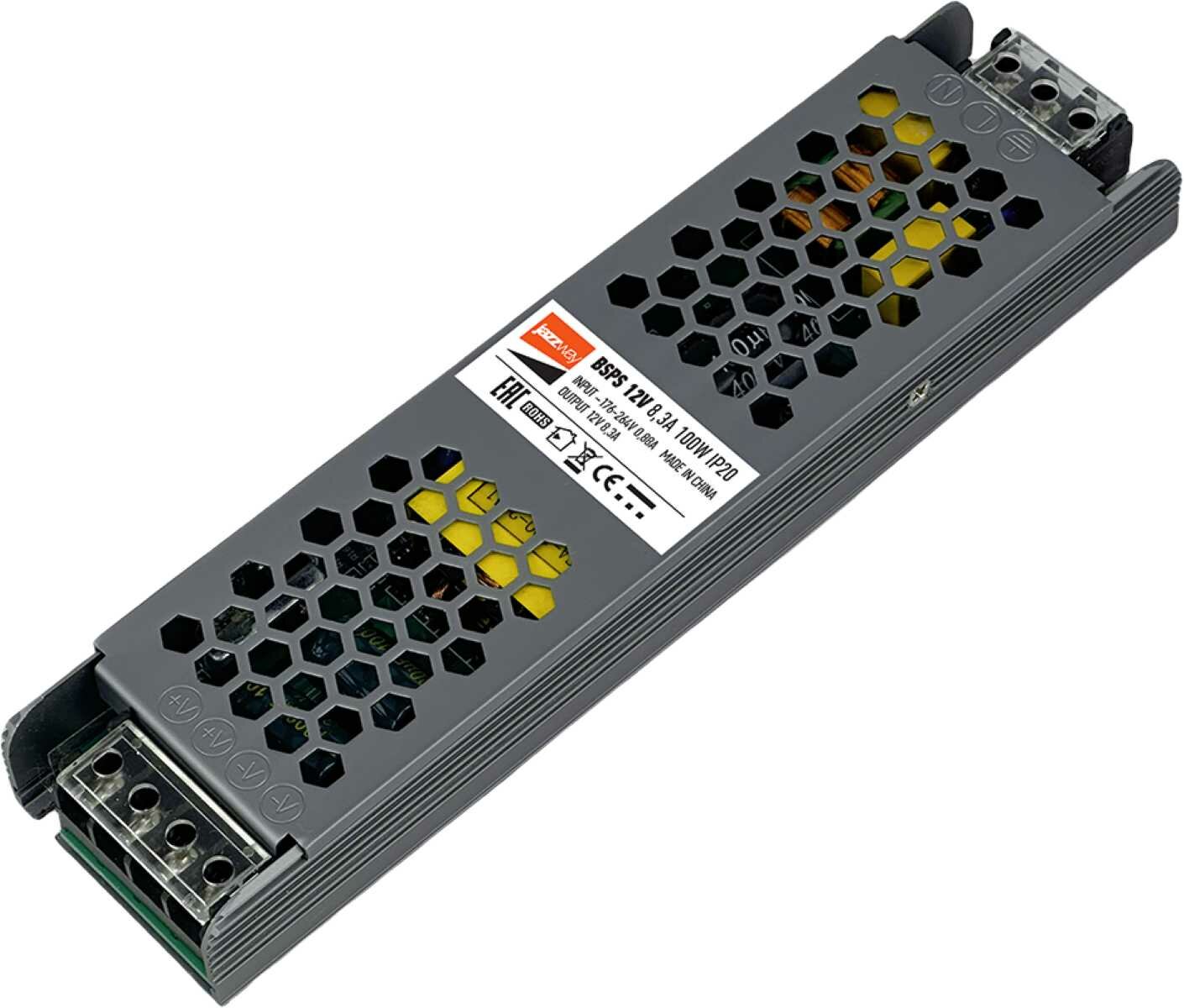 Jazzway Блок питания для светодиодной ленты 100Вт 8.3А 12В IP20 BSPS 1002167A