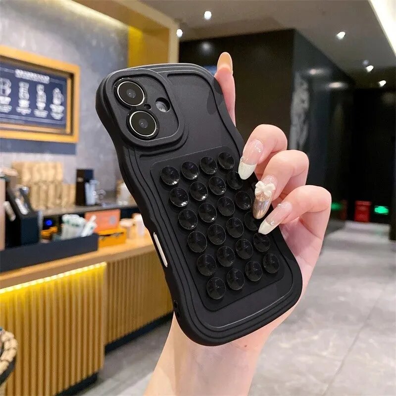 Крепежный держатель на присоске Curly Wave Case для iPhone 16 15 11 Черный, Для айфона 11 про, Black