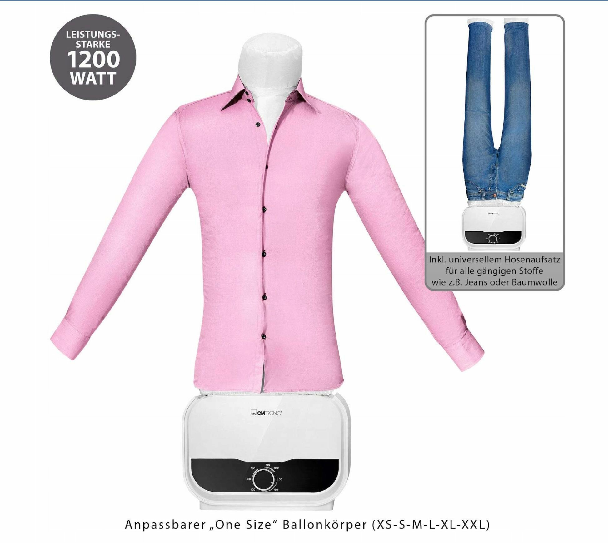 Гладильная/сушильная система, для рубашек и брюк Clatronic Hbb 3734 1200 Вт, белая