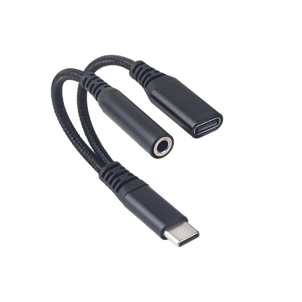 Кабель-адаптер типа c 3,5 мм "два в одном"-черный