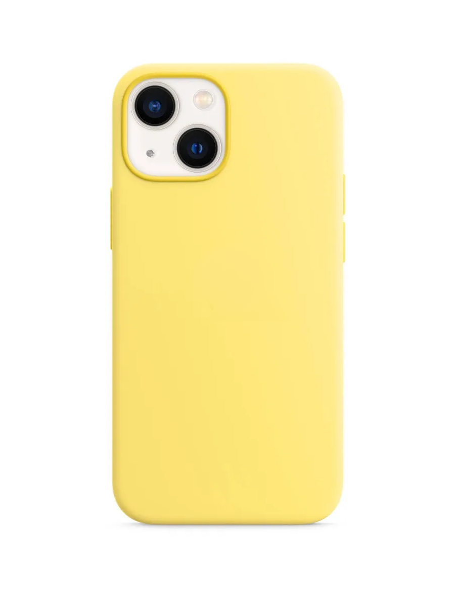 Чехол силиконовый Магсейф для iPhone 13 Mini Lemon Zest с анимацией NFC, Silicone case Магсейф для айфон 13 мини - Желтый
