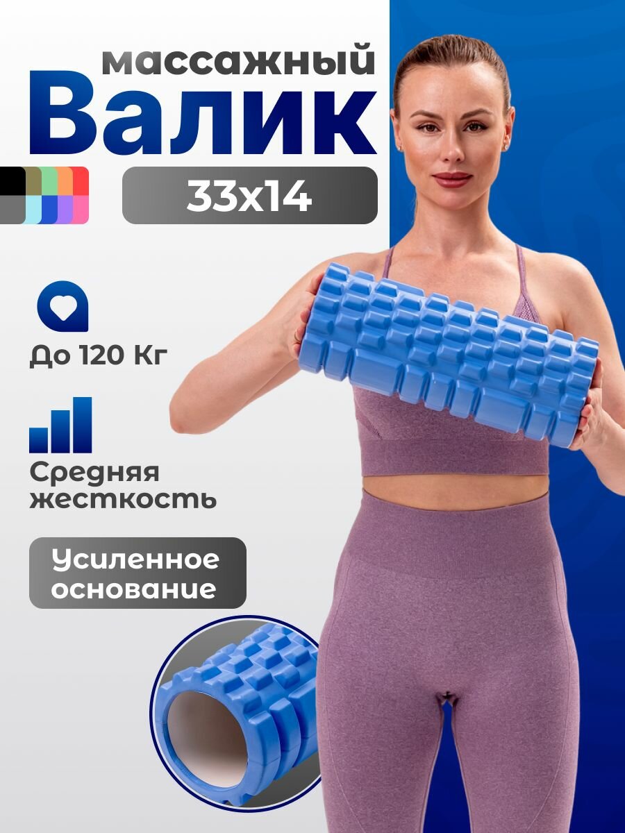 Валик для спины / Shappa Fit / 33 см, усиленное основание, мфр ролл, ролик массажный
