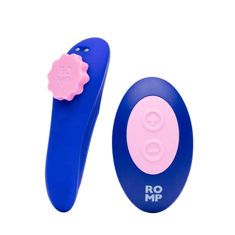 Клиторальный вибратор в трусики Romp Party с пультом ДУ, синий