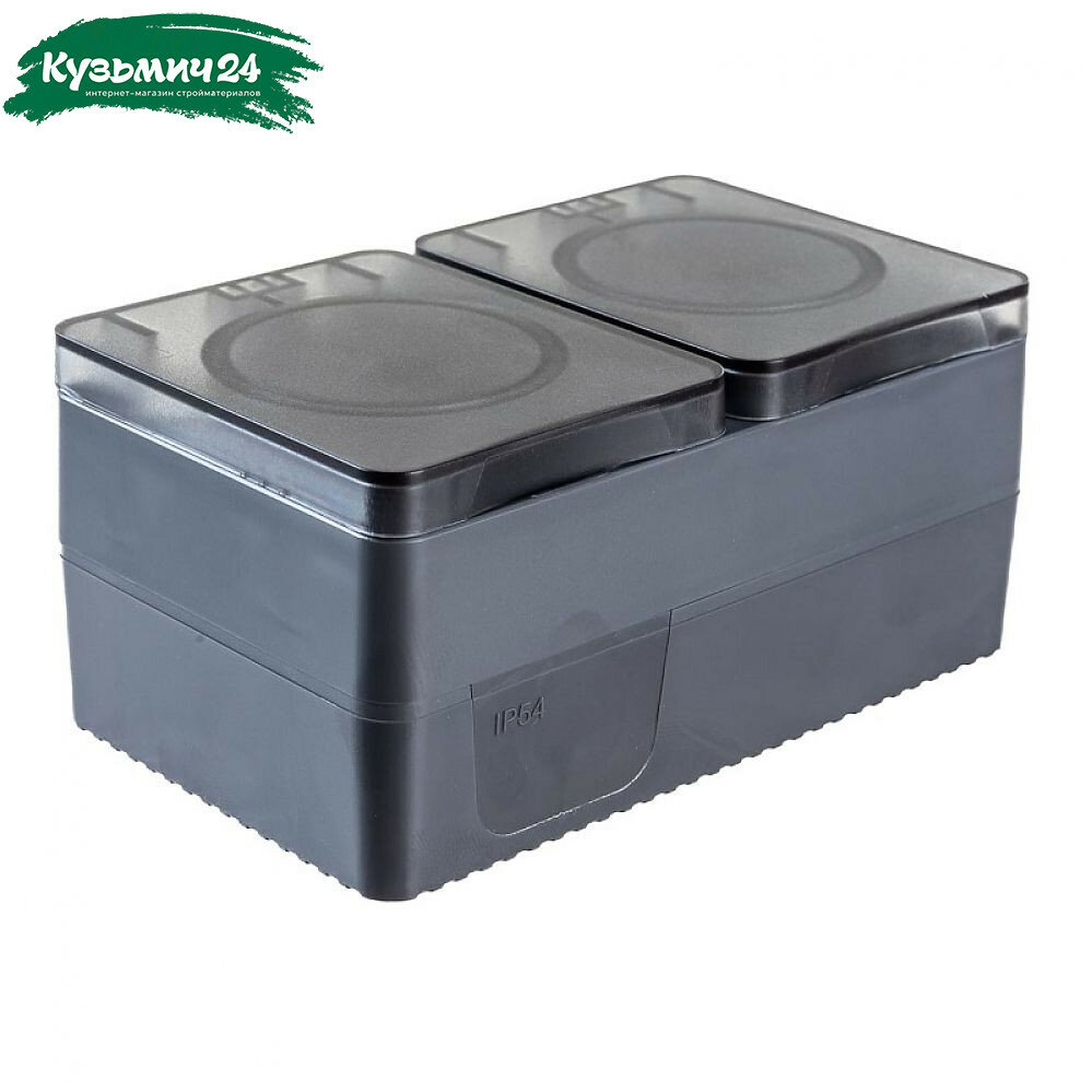 Розетка 2-местная Schneider Electric AtlasDesign Profi54 ATN544026 с заземлением, крышка, накладная, антрацит