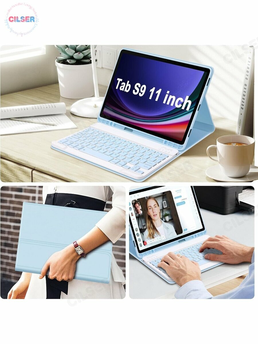 Русская клавиатура Мышь Samsung Galaxy Tab S10 FE/S10 Lite/S9 FE/S9/S8/S7 11"SM-X520/X526B/X528U/X510/X516B/X710/X716B — фото 1