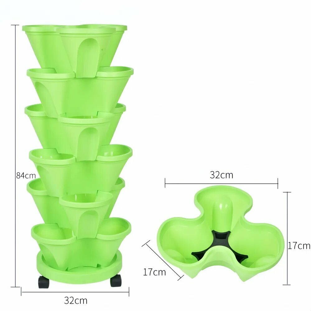 Каскад для цветов 32 см, 7 шт, цвет зеленый