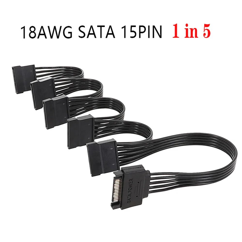 JoniSerl Кабель-разветвитель питания SATA 6-контактный 1 in 5 60cm