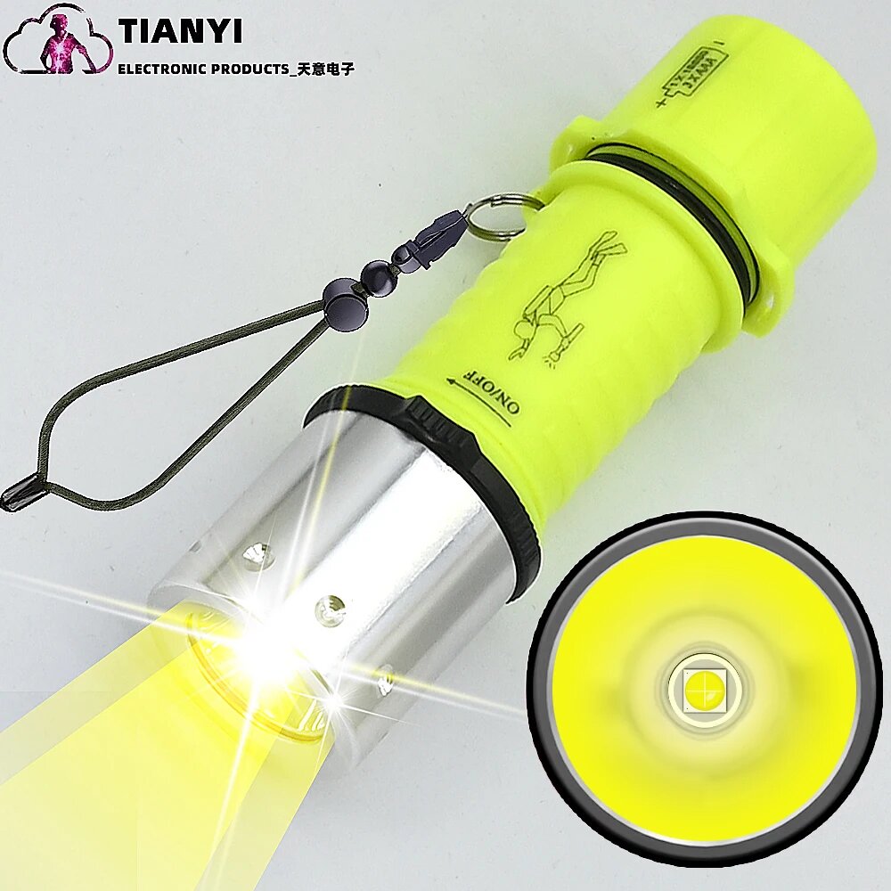 Activefire T6 Желтый Водонепроницаемый Фонарь для Дайвинга, NO IN BATTERY