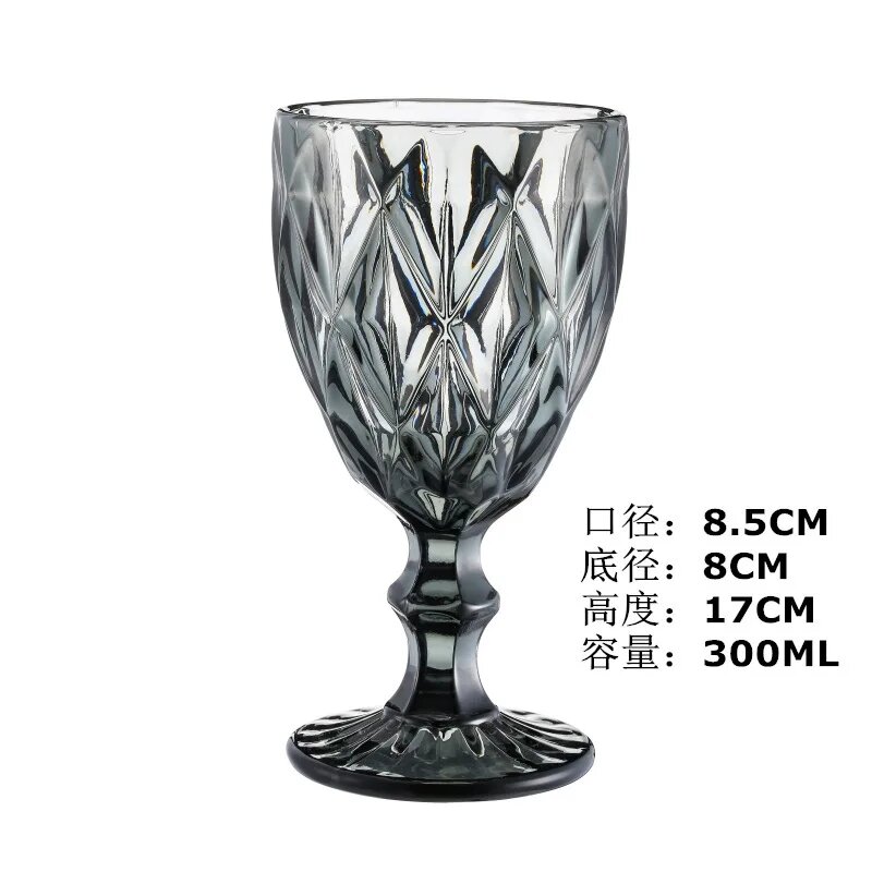 Стаканы с двойными стенками, стеклянная чашка, современная мода, цветное стекло, утолщенный бокал для красного вина, ретро бокал для вина, бокал для питья, 301-400 мл, Серебряный