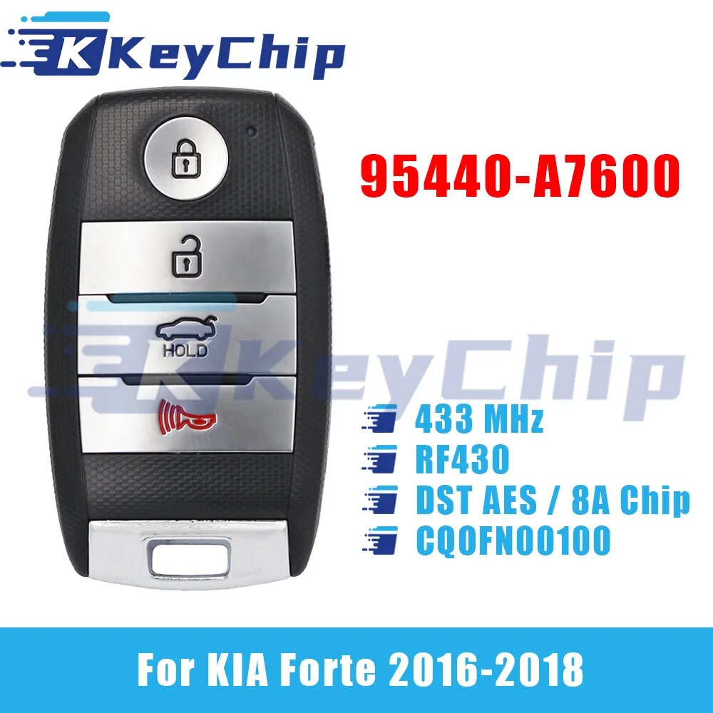 KeyChip Pro для KIA Forte 2016-2018 3 + 1 кнопки умный автомобильный ключ 433 МГц RF430 DST AES 8A чип 95440-A7600 CQOFN00100