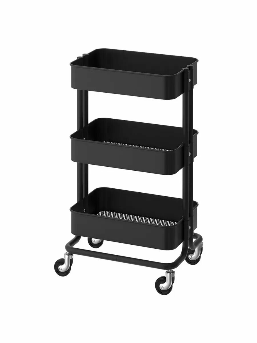 Тележка икеа RÅSKOG Роскуг черная 35x45x78
