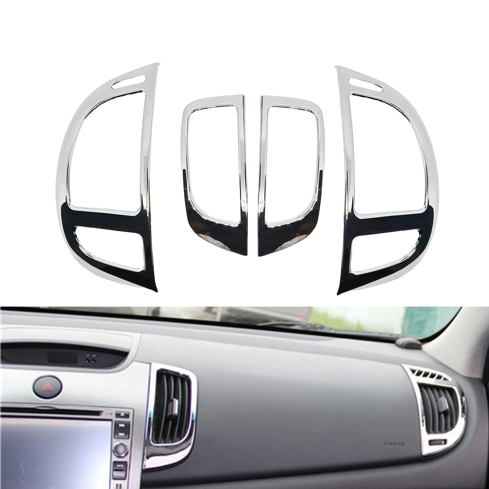 Хромированные накладки на вентиляционные отверстия Kia Cerato Forte 2008-2013, Bright Silver