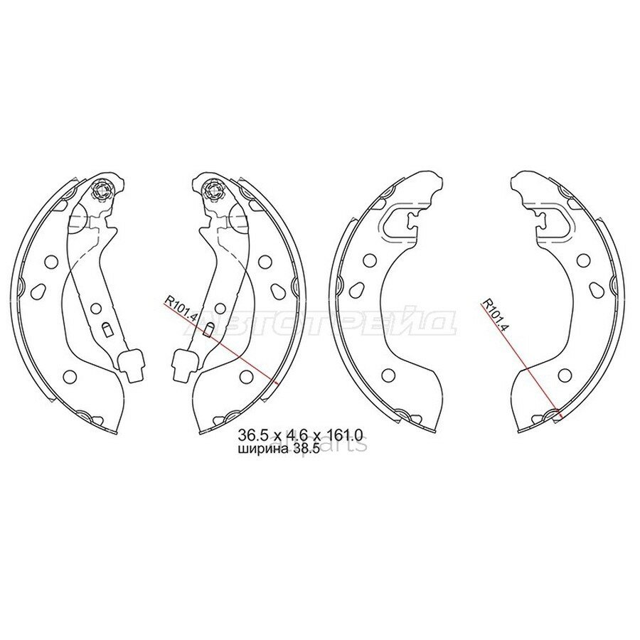 SAT ST-28-0015 Колодки тормозные барабанные Nissan Almera 12-19 / Note 05-20