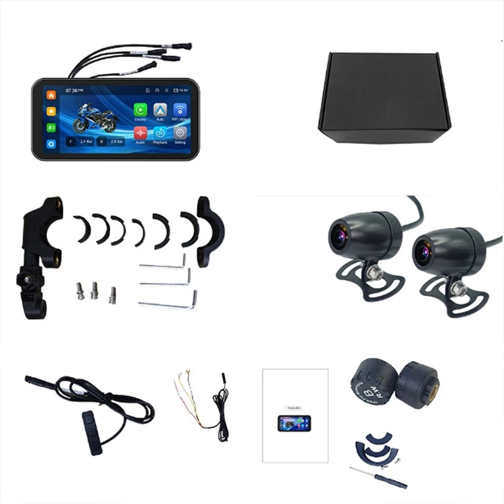 6,25-дюймовый беспроводной Carplay Android Auto мотоцикл портативный GPS-навигатор передние и задние двойные камеры Moto IP67 водонепроницаемый Wi-Fi