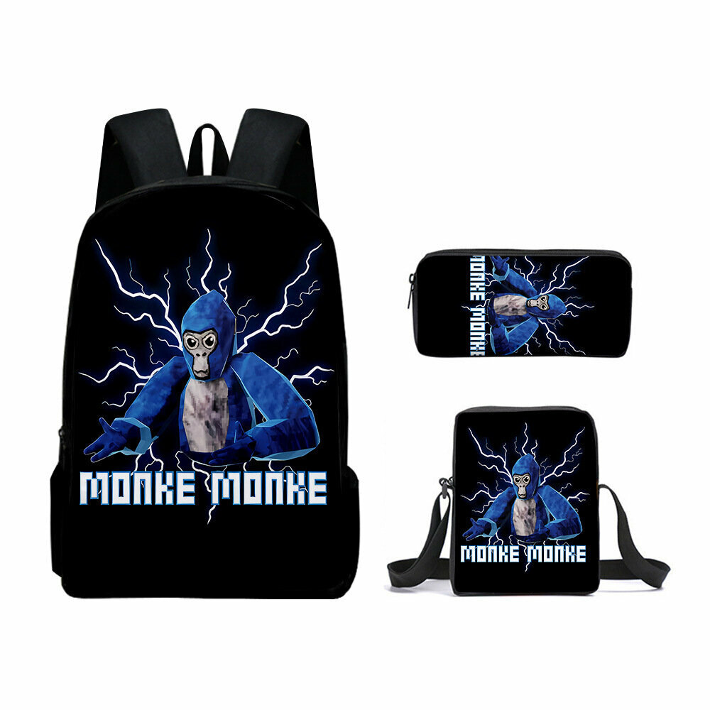 3D новый игровой рюкзак Gorilla Gorilla Tag, школьная сумка, рюкзак, сумка-карандаш, набор из трех предметов с принтом