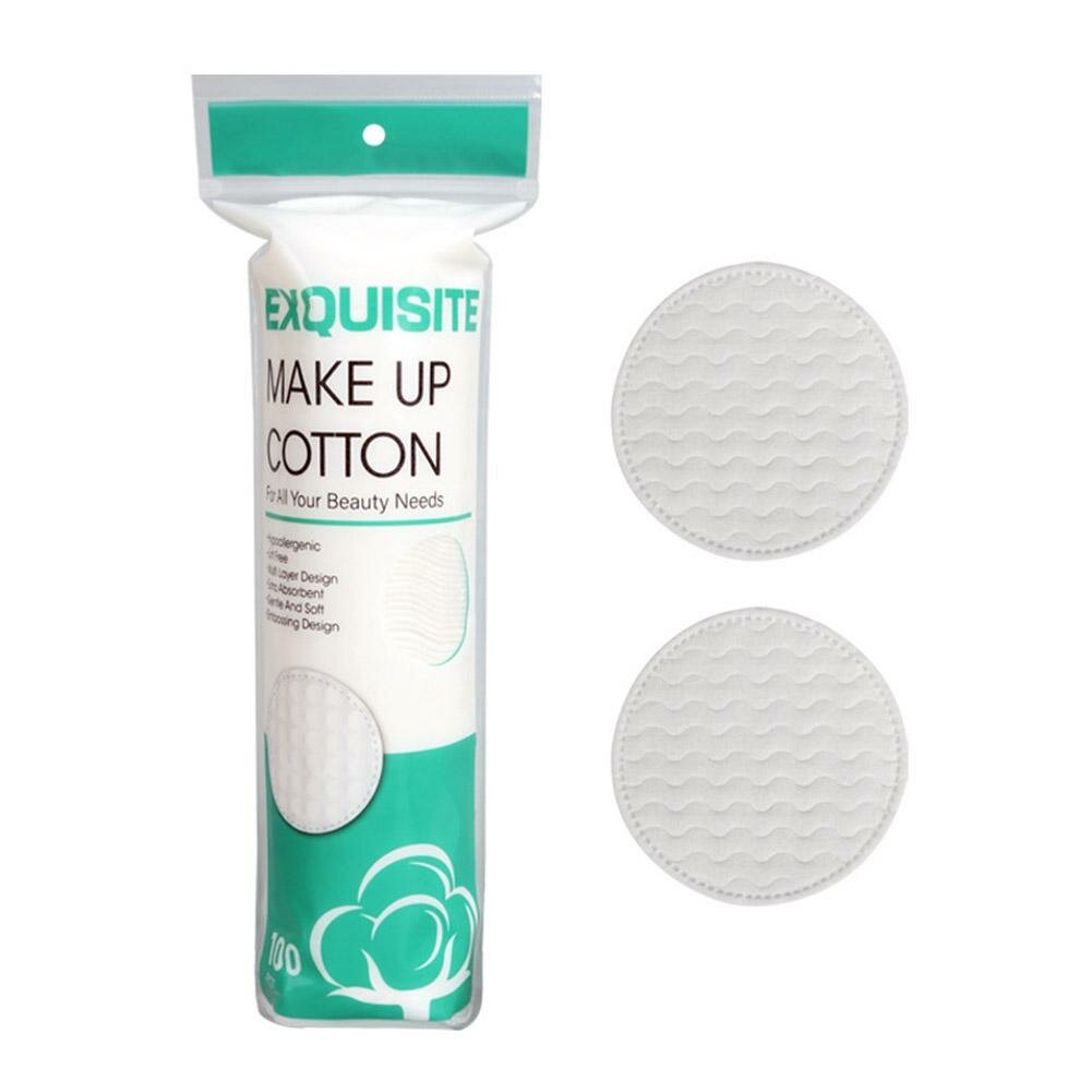 Ватные диски круглые 100 штук, 100% хлопок, утолщенные двусторонние диски для снятия макияжа, текстурированные гипоаллергенные