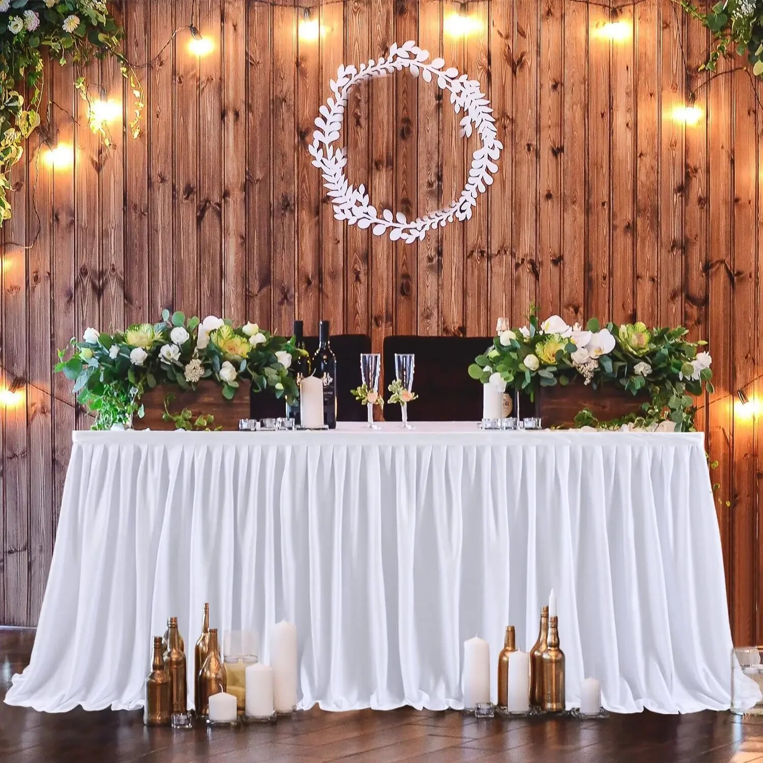 Юбка для вечеринки, плиссированная десертная скатерть на день рождения, свадебная юбка для стола, детский душ, подарок для отеля, декор для обеденного стола 6FT 78X183CM, white