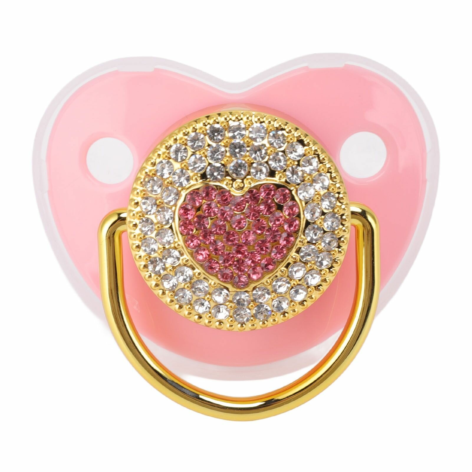 Детская пустышка в форме сердца со стразами, мягкая силиконовая соска, пустышка для младенцев, розовая, легкая, удобная