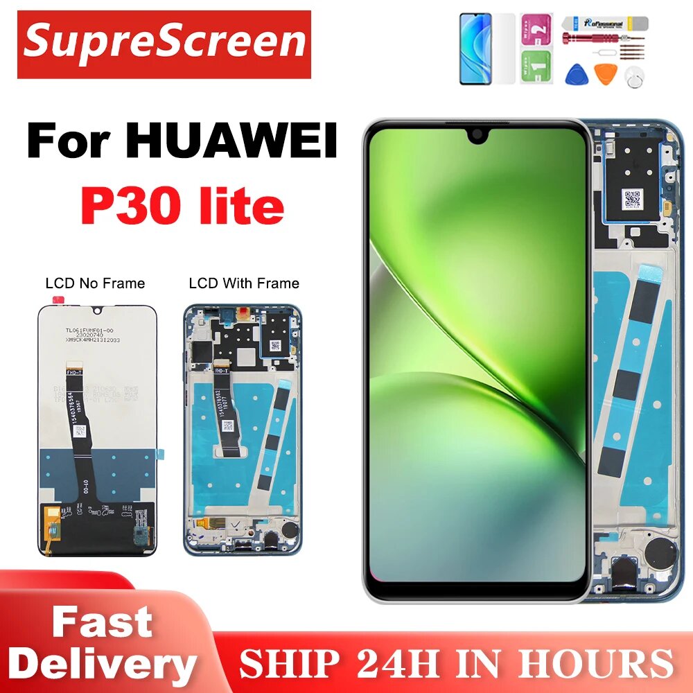 Дисплей для HUAWEI P30 Lite MAR-LX1A LX2 LX3A, ЖК-дисплей, дигитайзер сенсорного экрана в сборе для HUAWEI P30 lite, экран 24MP Blue Frame