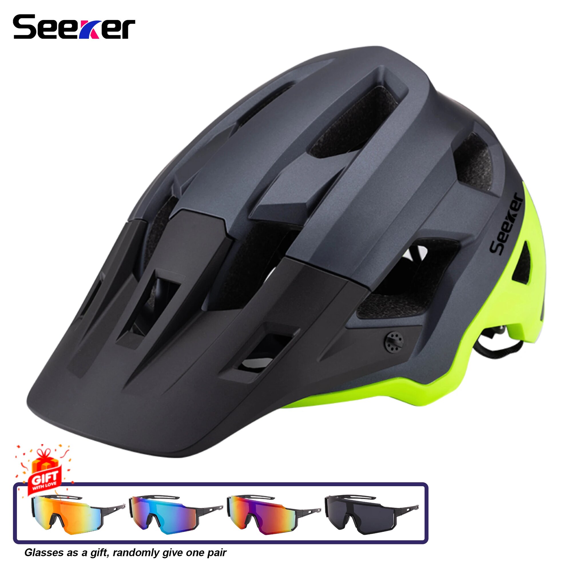 Шлем Seeker для шоссейных и горных велосипедов L(59-61CM), Зеленый, light green