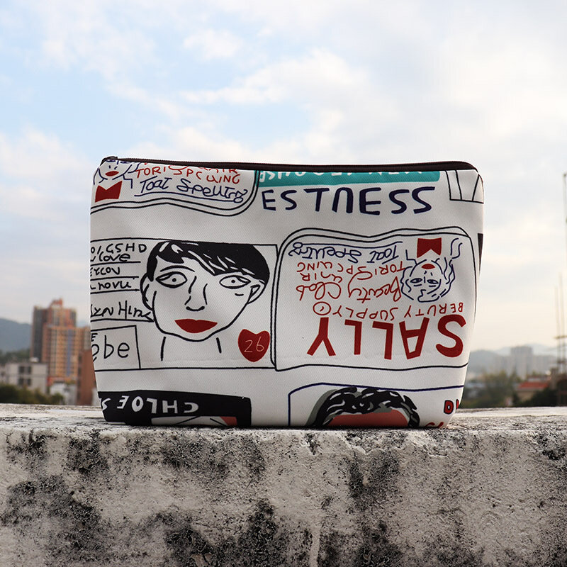 Miniso Милая косметичка в корейском стиле, портативная, вместительная, с рисунком студента, водоотталкивающая, для путешествий, хранения туалетных принадлежностей