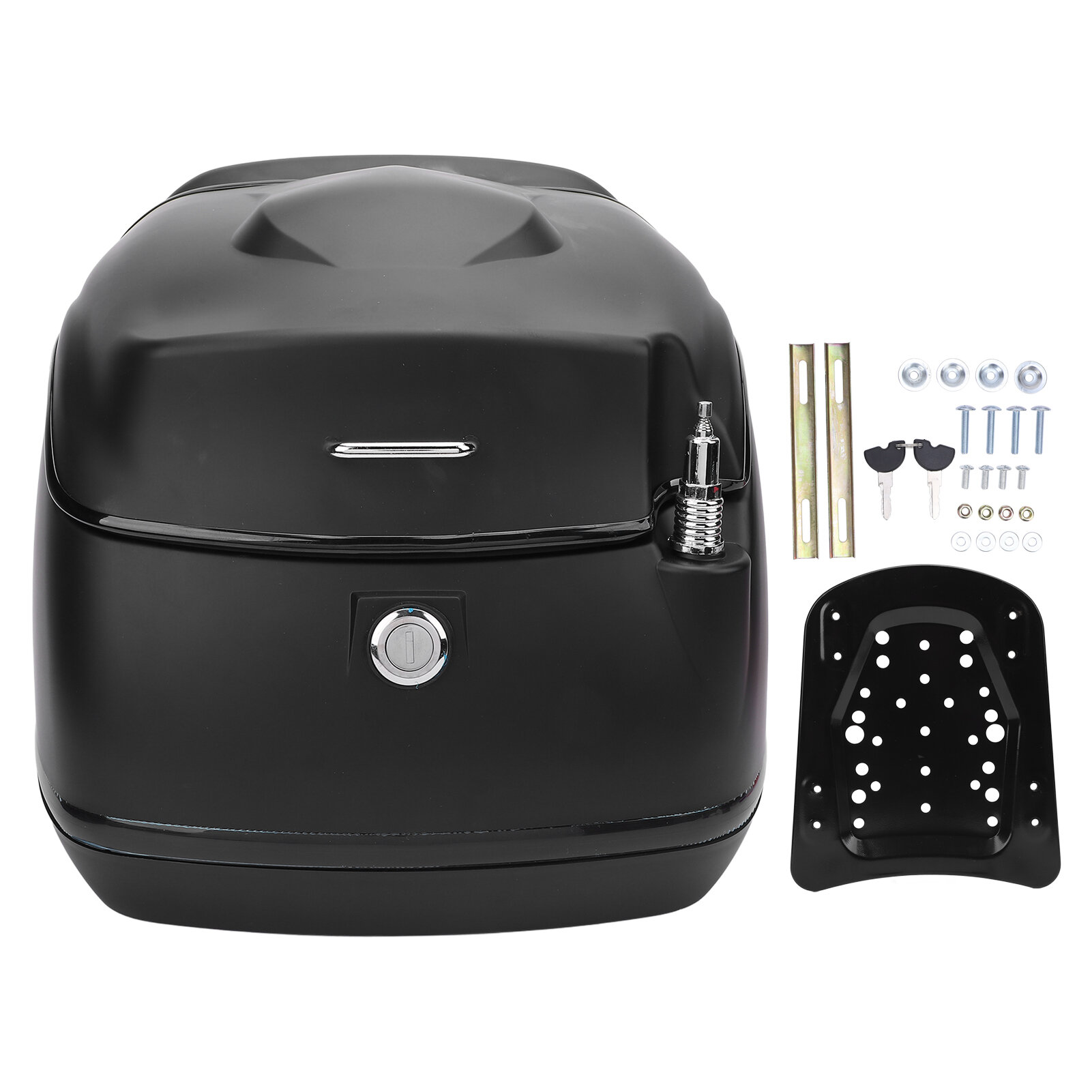 38L Motorcycle Top Case Retro Style Water Resistant High Strength Large Capacity Trunk Box for Electric Bike Scooter Black