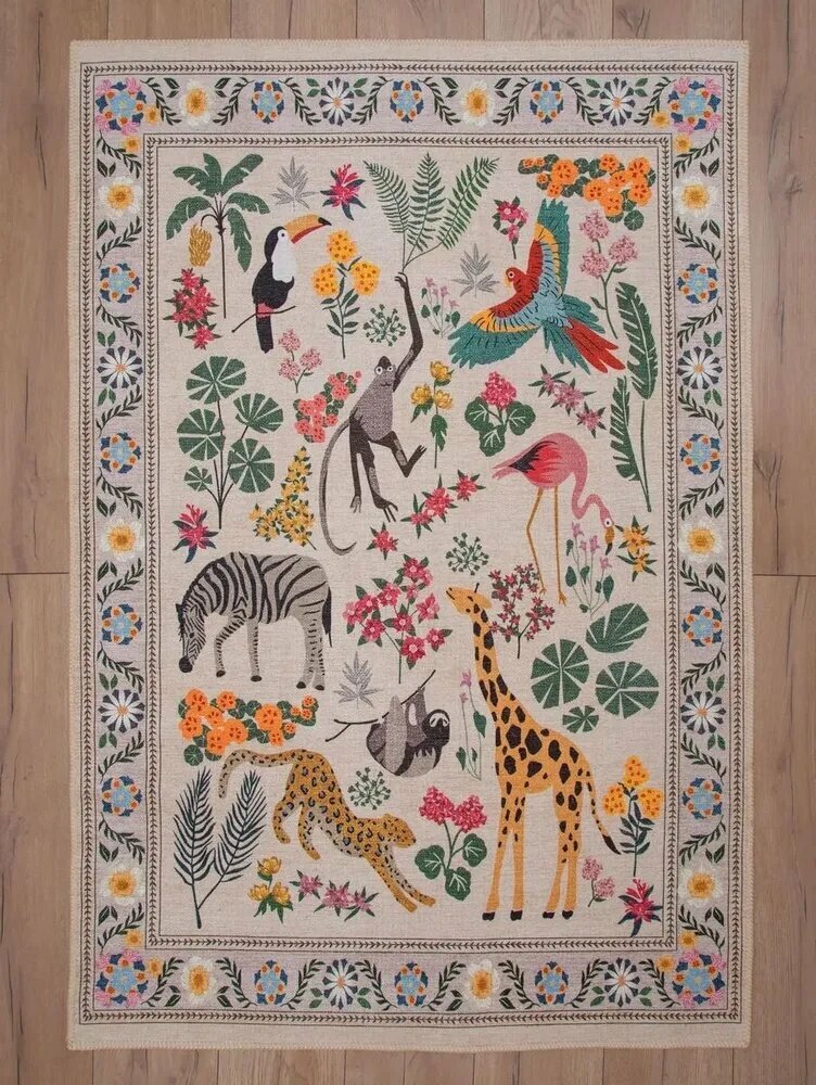 Ковер детский "Mira", с животными, без запаха, хлопок/полиэстер, 1,2x1,8 м