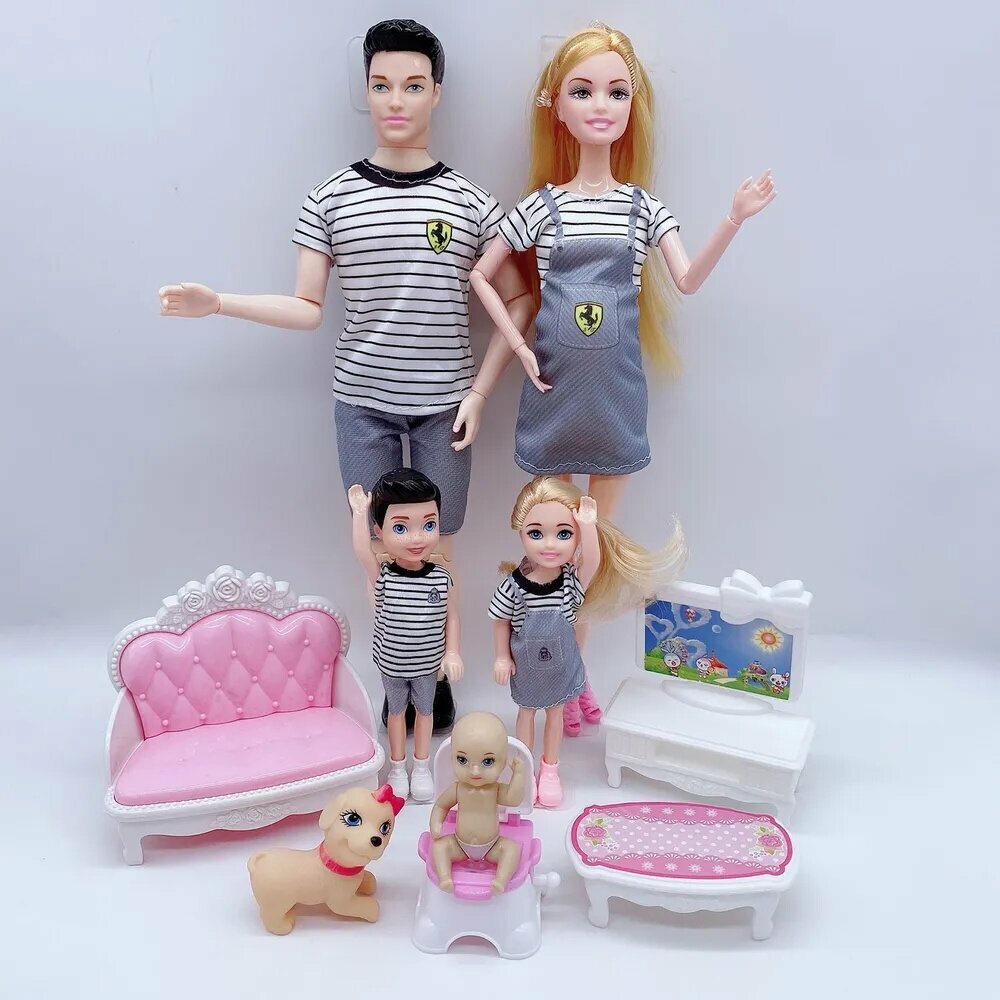Набор кукол шарнирных Семья в ожидании малыша, беременная Барби, Кен и кукла малышка, кукольный набор в коробке