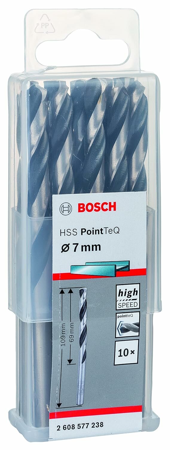 Сверло Bosch 2608577238 по металлу HSS PointTeQ 7 мм (высокая точность, быстрая работа)