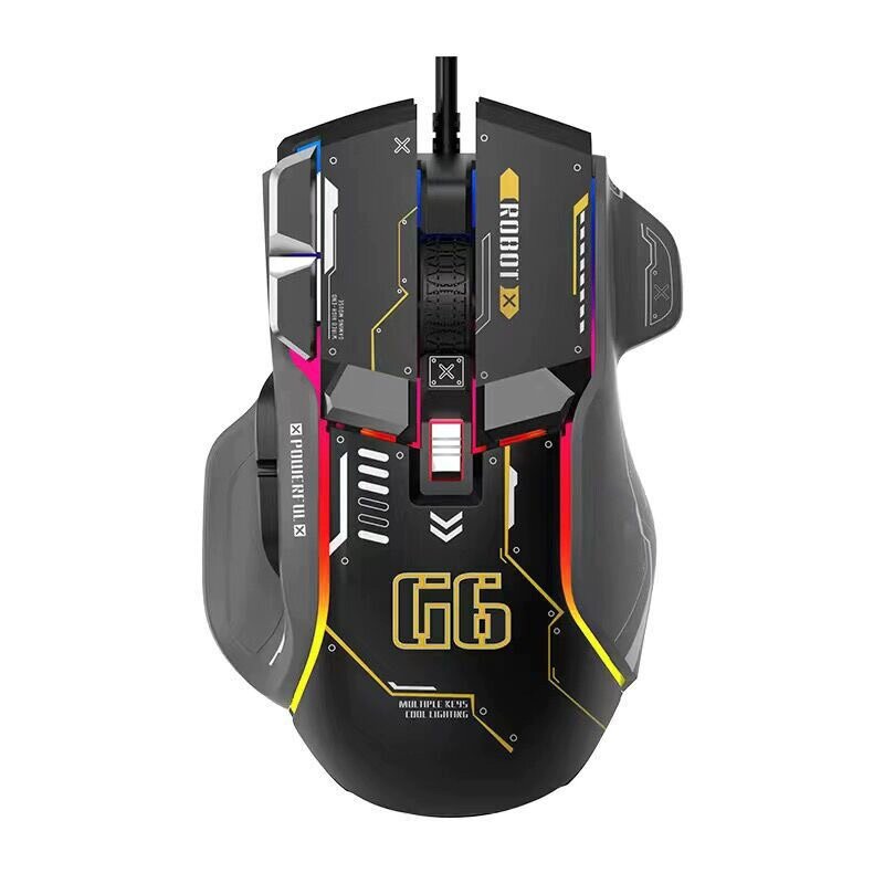 Беспроводная механическая мышь Free Wolf G6 с программируемыми макросами, RGB-подсветкой и цветным свечением для