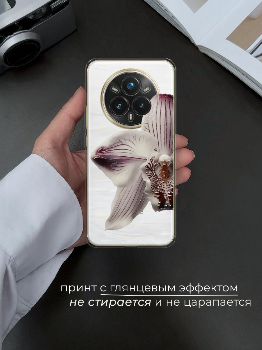 Чехол на Realme 14 Pro+ / Реалми 14 Про+ с принтом Белая орхидея — фото 1