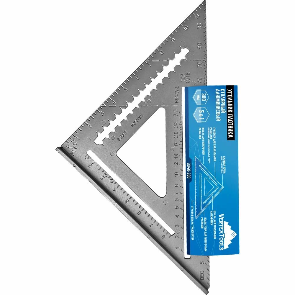 Столярный угольник плотника vertextools алюминий, 300мм 3040-300