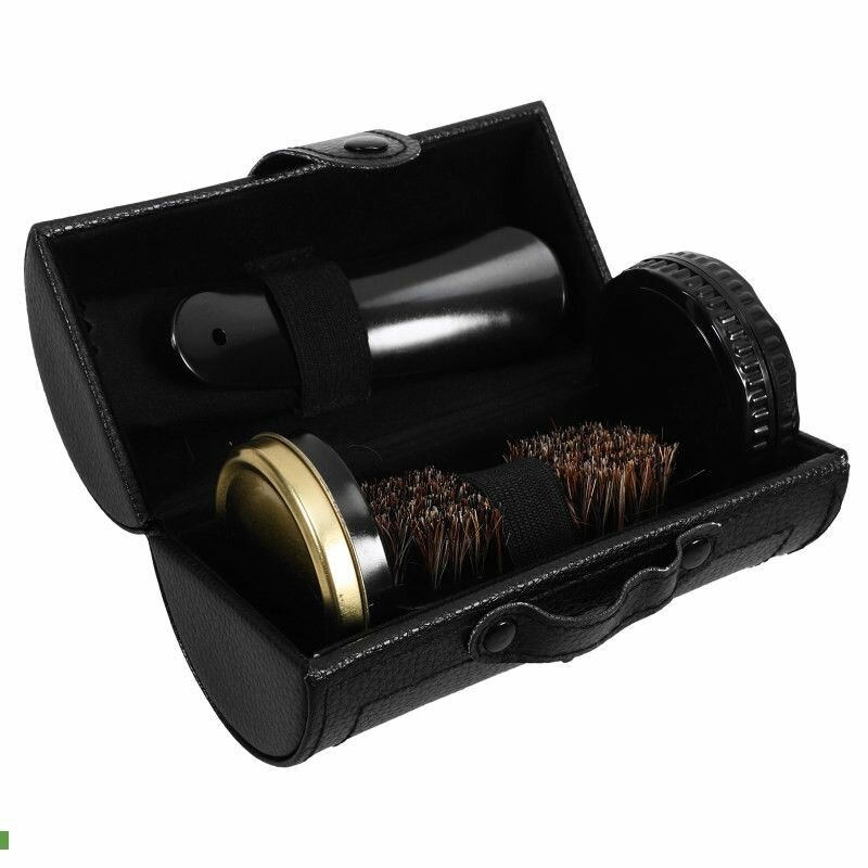 6 шт. портативный практичный набор щеток для обуви с элегантным футляром для полировки и ухода за кожей обуви (черный)