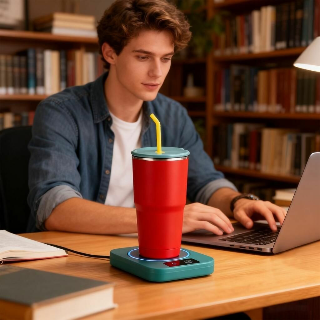 (1 шт.) Интеллектуальная подставка для подогрева с USB-разъемом с постоянной температурой-зеленый