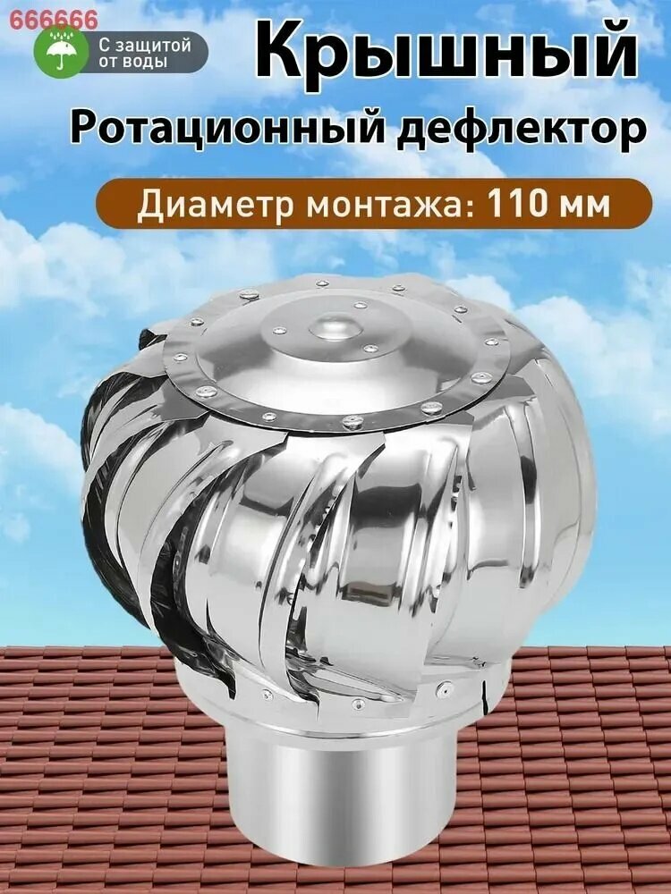 Турбо-дефлектор из нержавеющей стали 110 мм для вентиляционных труб
