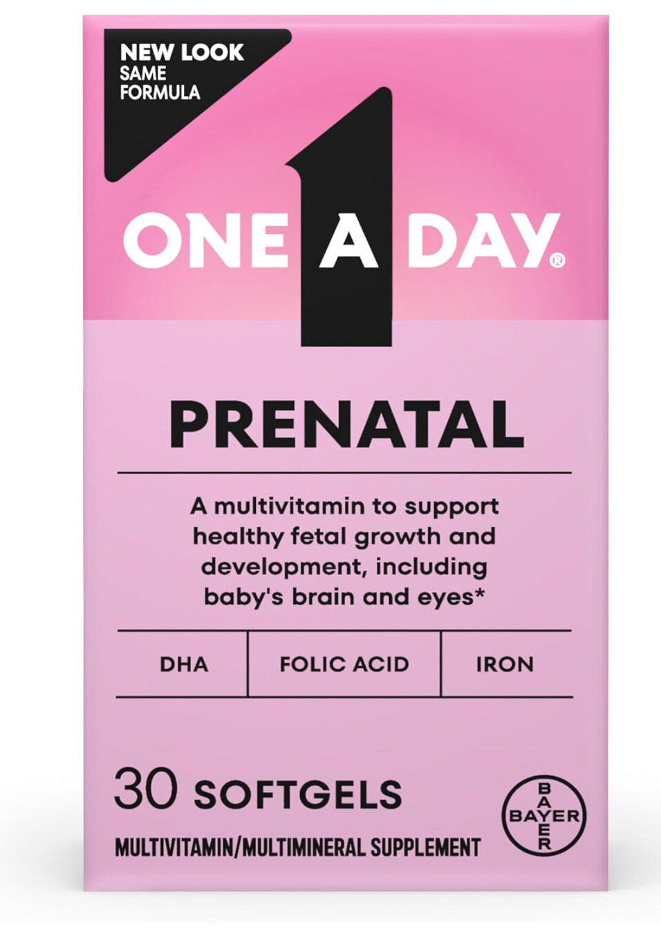 One A Day Prenatal Vitamins- Folic Acid, Iron, Omega- 3 (DHA), для беременных,30 шт.