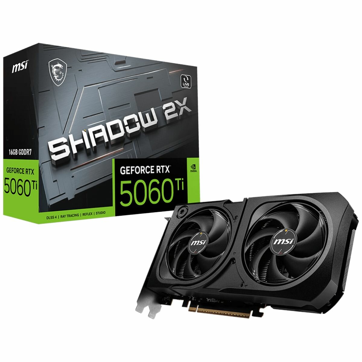 Видеокарта MSI RTX5060Ti SHADOW 2X PLUS 16GB GDDR7 128bit 3xDP HDMI 2FAN RTL