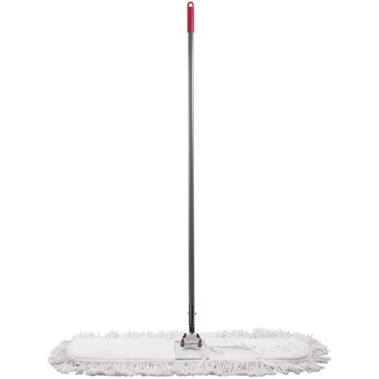 Швабра-рамка Лайма 90 см, стальной черенок 125 см, цельный держатель, МОП с завязками, хлопок